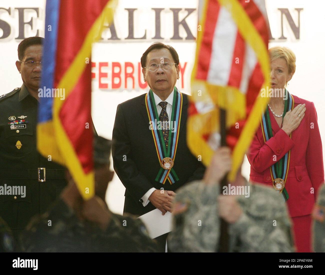 From left, Philippine Armed Forces Chief Gen. Hermogenes Esperon Jr ...
