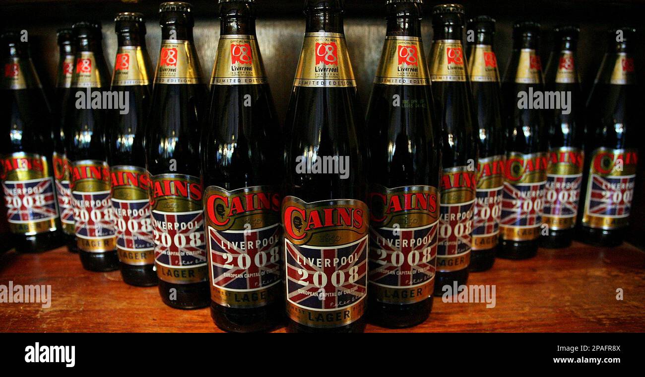 Cains' Best of British lager bottles with a label designed by British ...