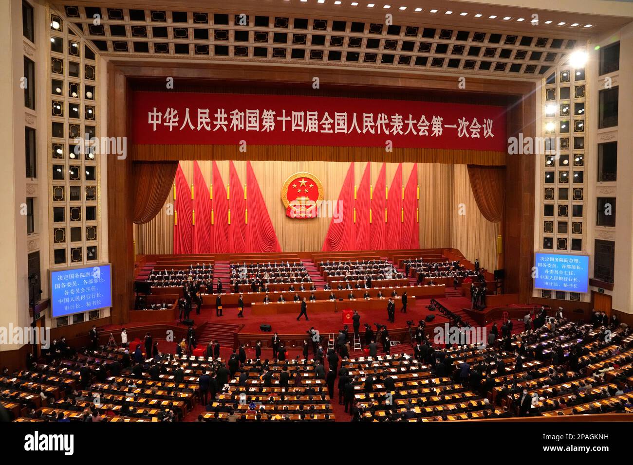 Delegates line up to cast their votes for ministerial positions during ...