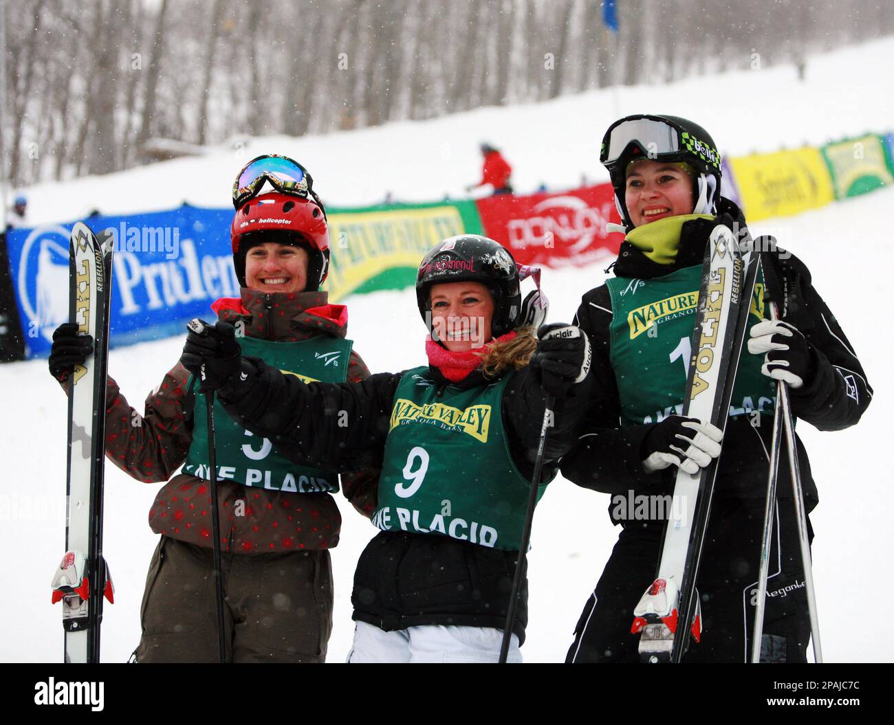 The winners of the World Cup freestyle moguls competition, third place ...