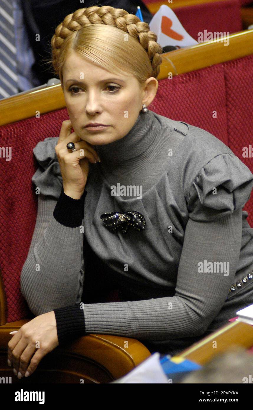 Orange Revolution heroine Yulia Tymoshenko is seen in the Verkhovna Rada, Ukrainian Parliament ...