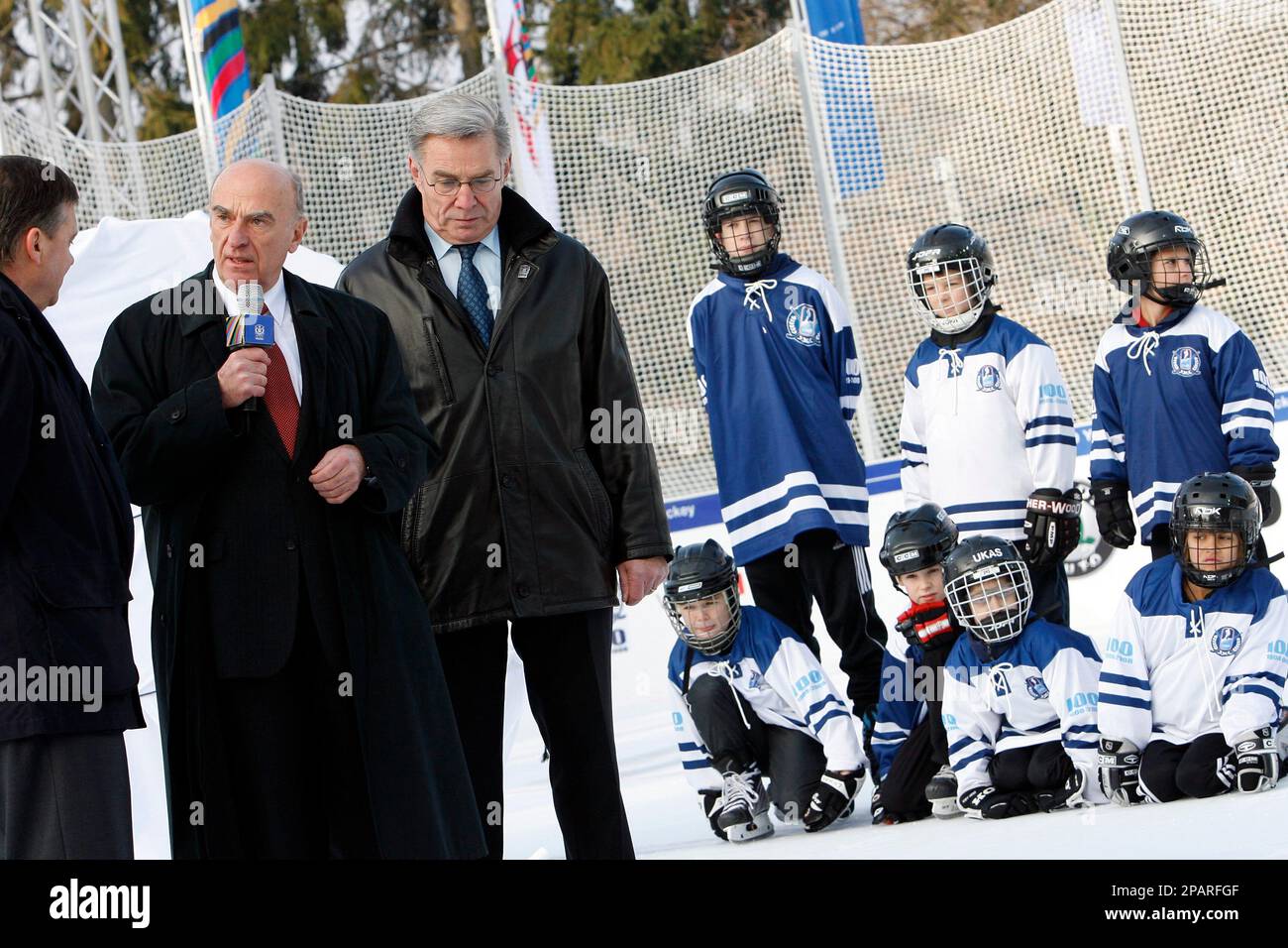 IIHF President Rene Fasel, Swiss Federal Councillor Hans-Rudolf Merz ...