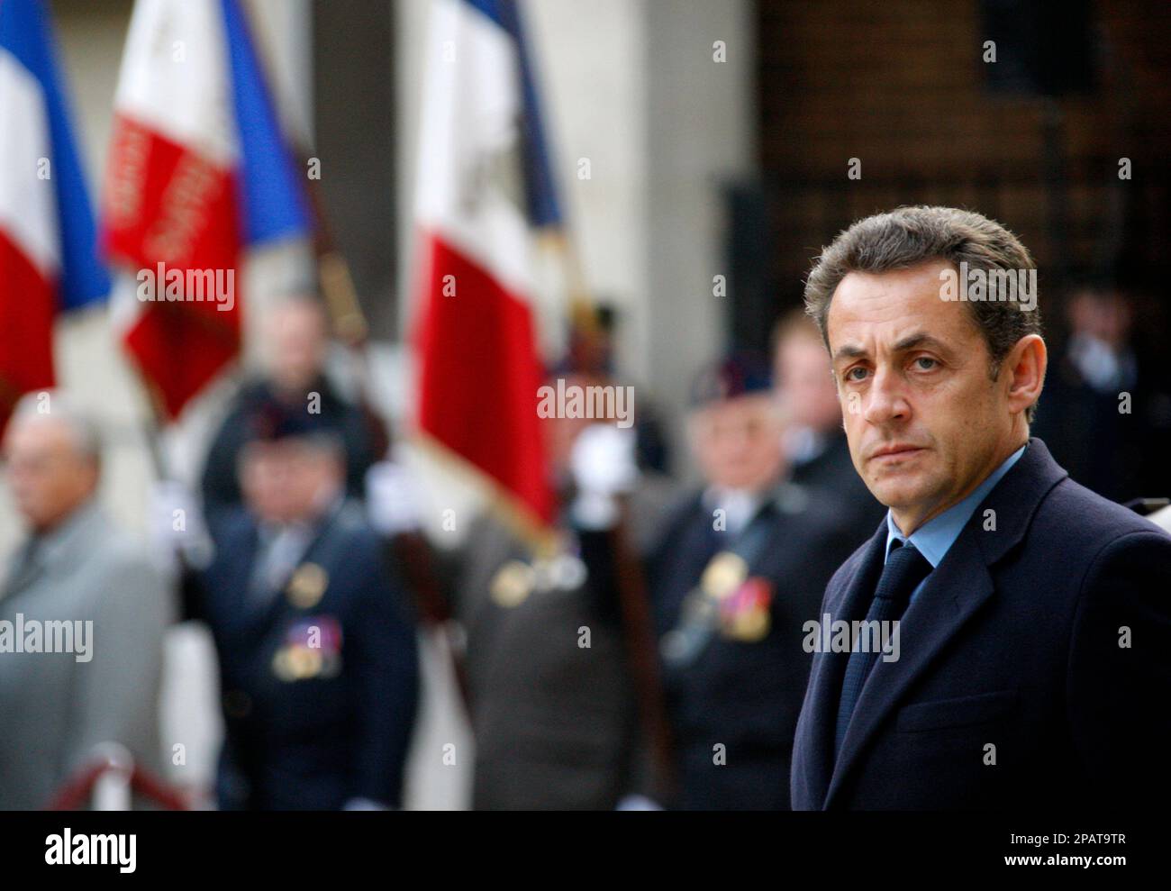 France's President Nicolas Sarkozy attends the funeral ceremony ...