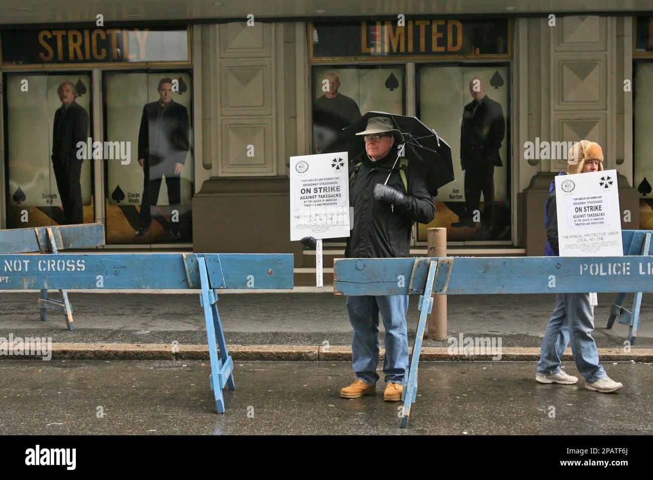 Stagehands and members of Local One union walk the picket lines in ...