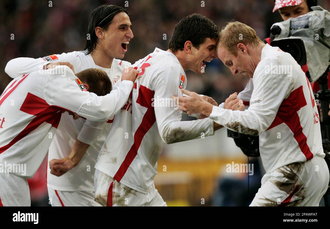 Stuttgart players Ludovic Magnin, Mario Gomez, Fernando Meira and ...
