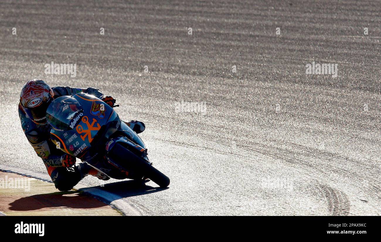 Bancaja Aspar 125 cc. Team rider Hector Faubel from Spain rides his ...