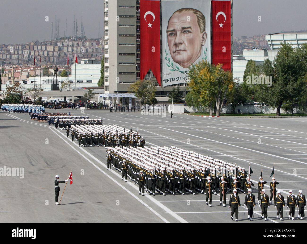 Turkish army's War Academy students march during the celebration of the ...