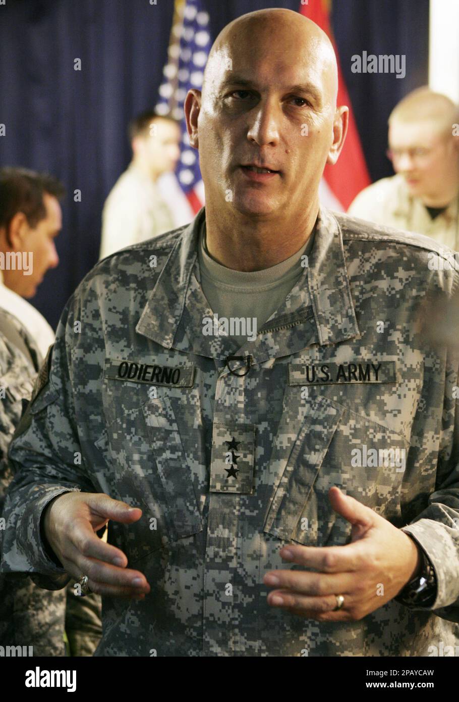 U.S. Army Lt. Gen. Raymond Odierno speaks to reporters after a joint ...