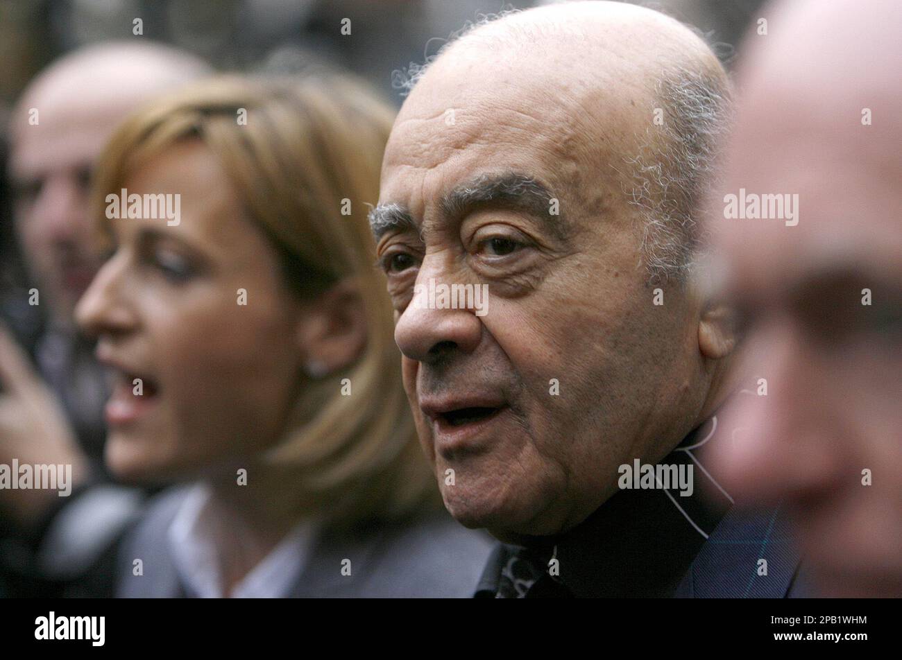 Mohamed Al Fayed speaks to the media as he arrives at the Royal Court ...