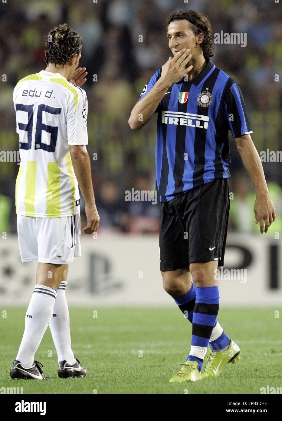 Inter Milan's Zlatan Ibrahimovic of Sweden reacts during their ...