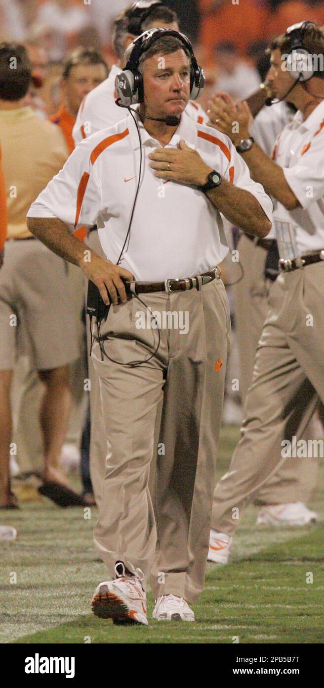 Clemson's head coach Tommy Bowden watches his team from the sideline ...