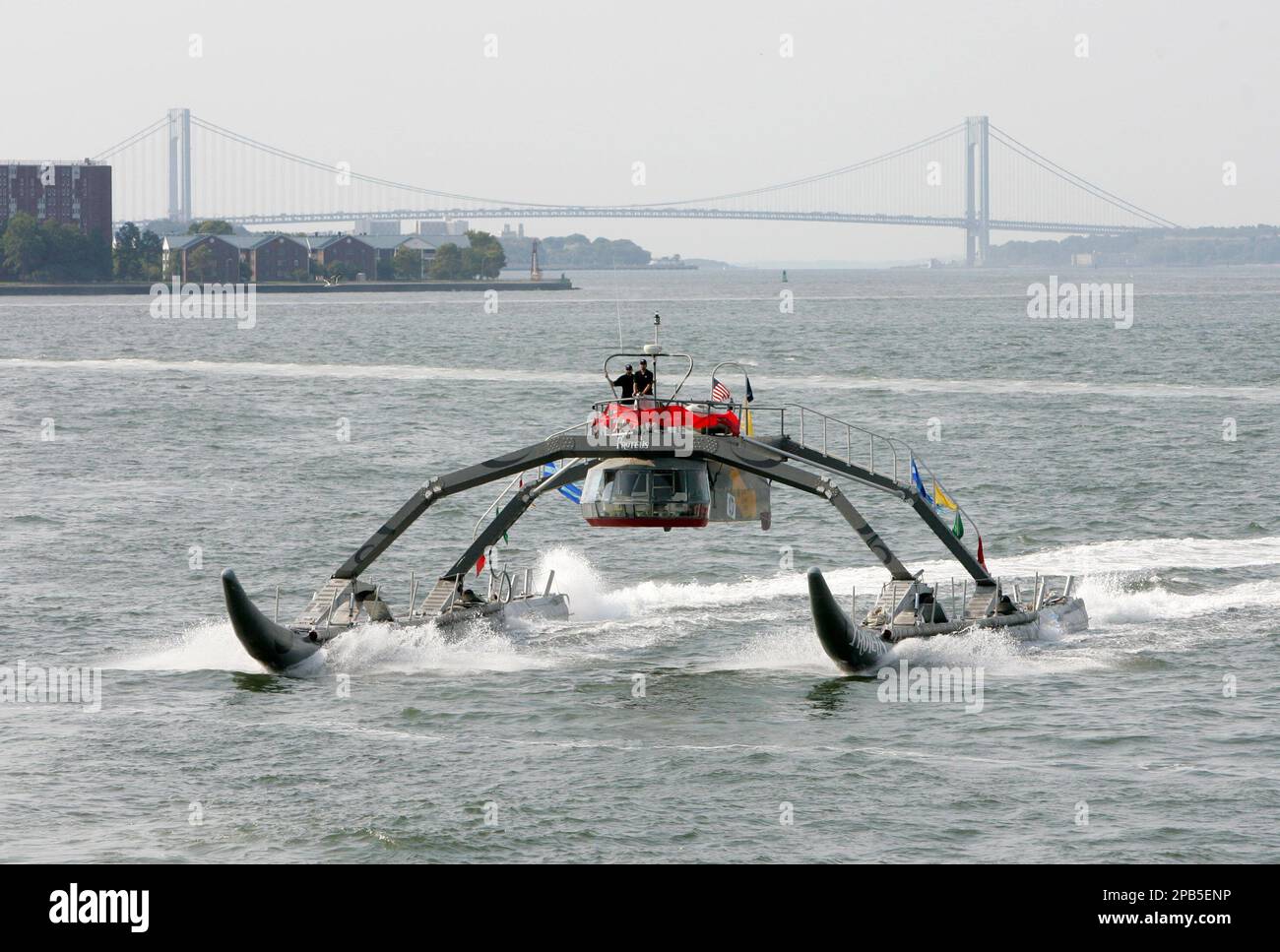 Proteus, a prototype wave adaptive modular vessel, cuts through the ...