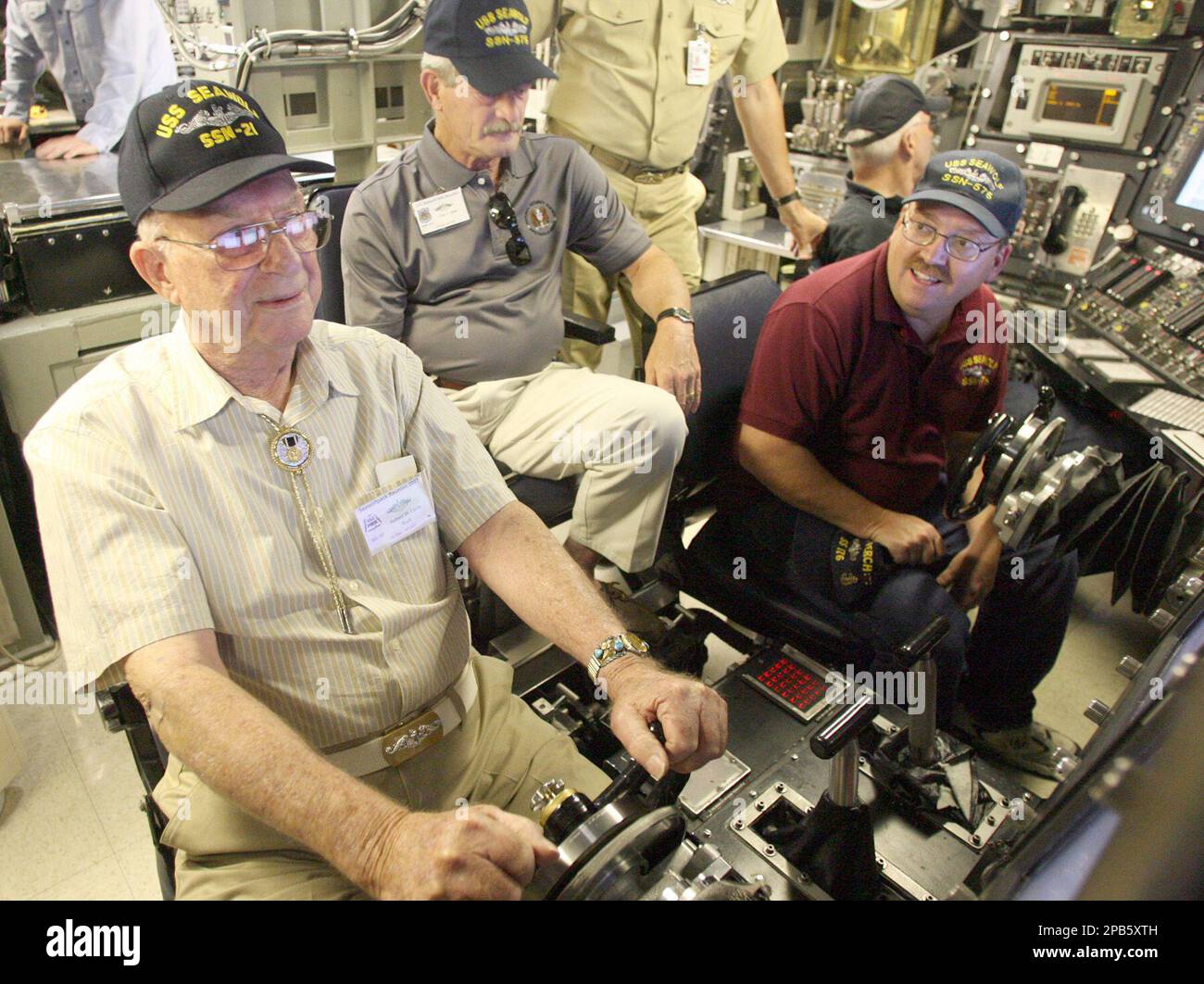 Original USS Seawolf crew member during World war II Robert Lents, left ...