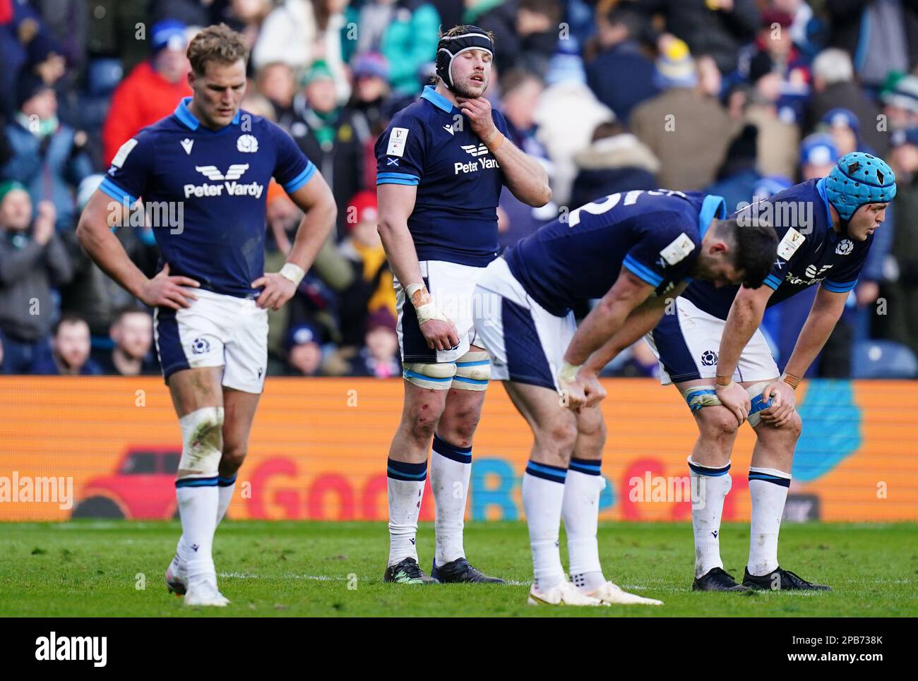 Schottische Spieler erscheinen nach dem Guinness Six Nations-Spiel im ...