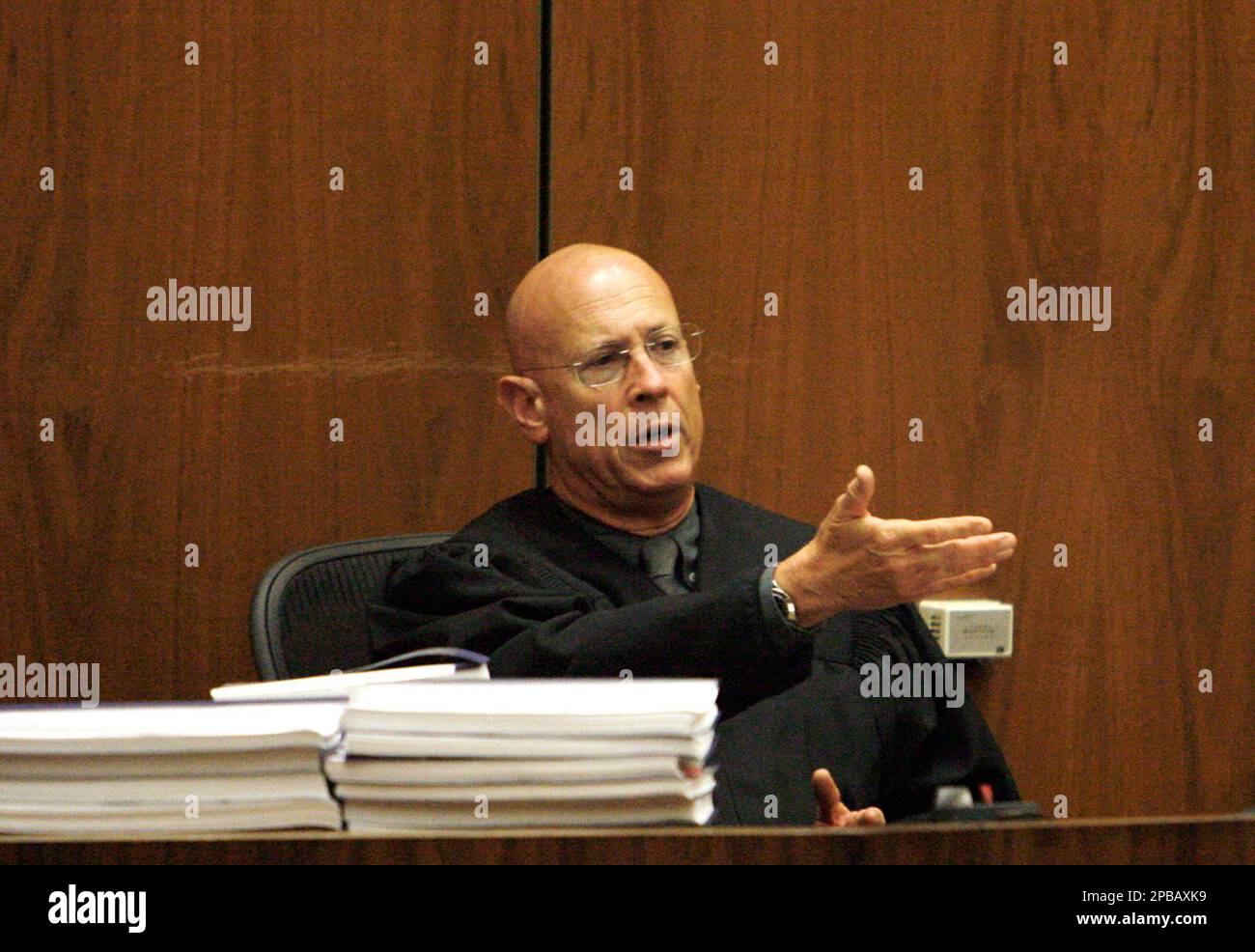 Judge Larry Paul Fidler gestures as he speaks during music producer ...