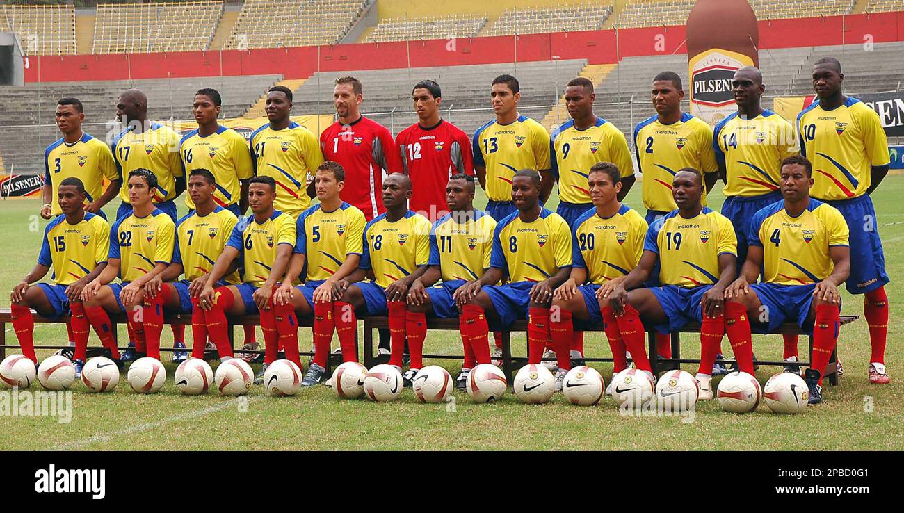 Ecuador's national soccer team line up for the official team photo in ...