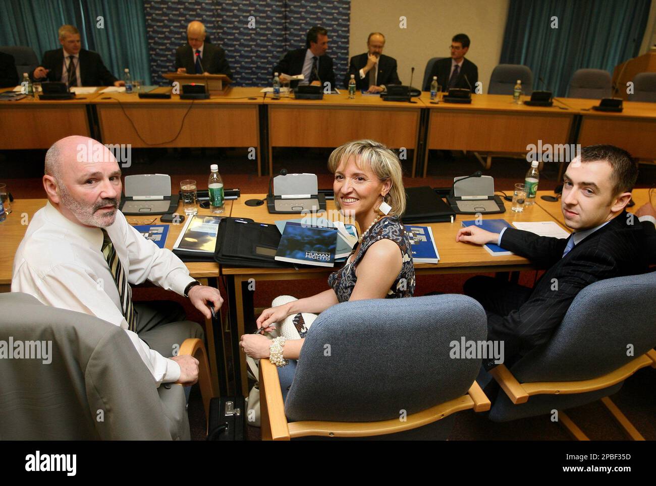 Sinn Fein members from left, Alex Maskey, Martina Anderson and Daithi ...
