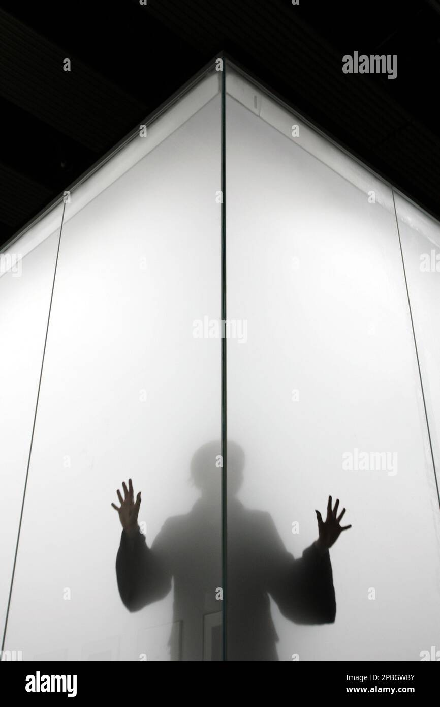 A Hayward gallery worker stands inside the 'Blind Light', a reinforced ...