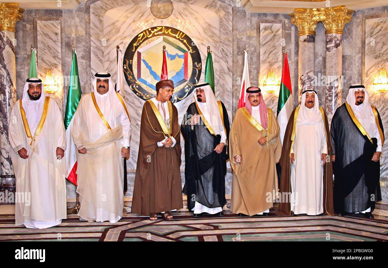 Arab gulf leaders from left to right, Emirate President Sheik Khalifa ...