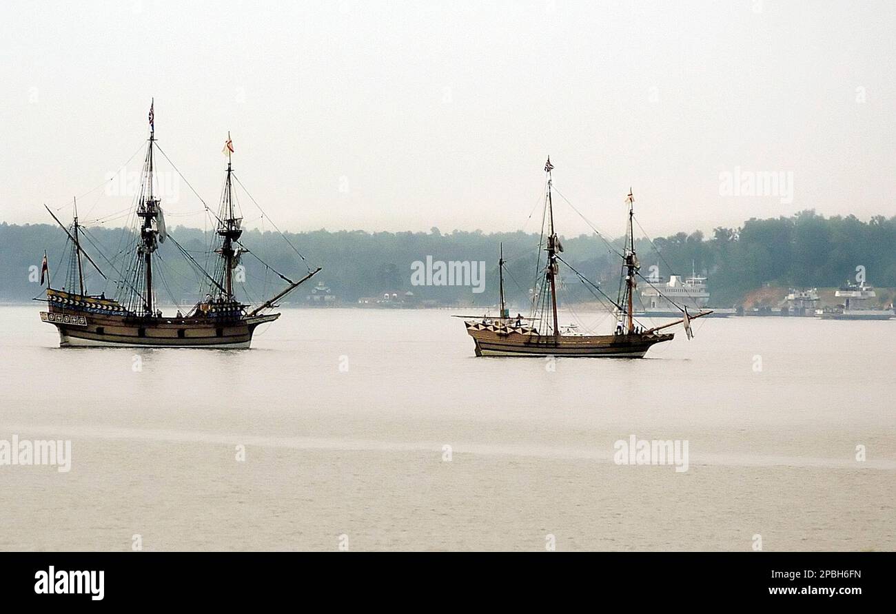 The Susan Constant, left, and the Godspeed, right, both replicas of the ...