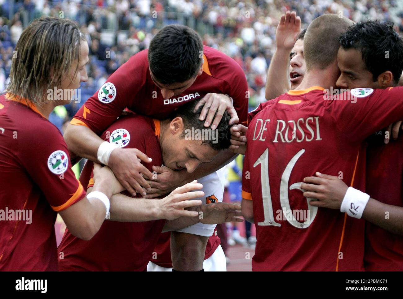 AS Roma's players, clockwise from left, Philippe Mexes of France, David ...
