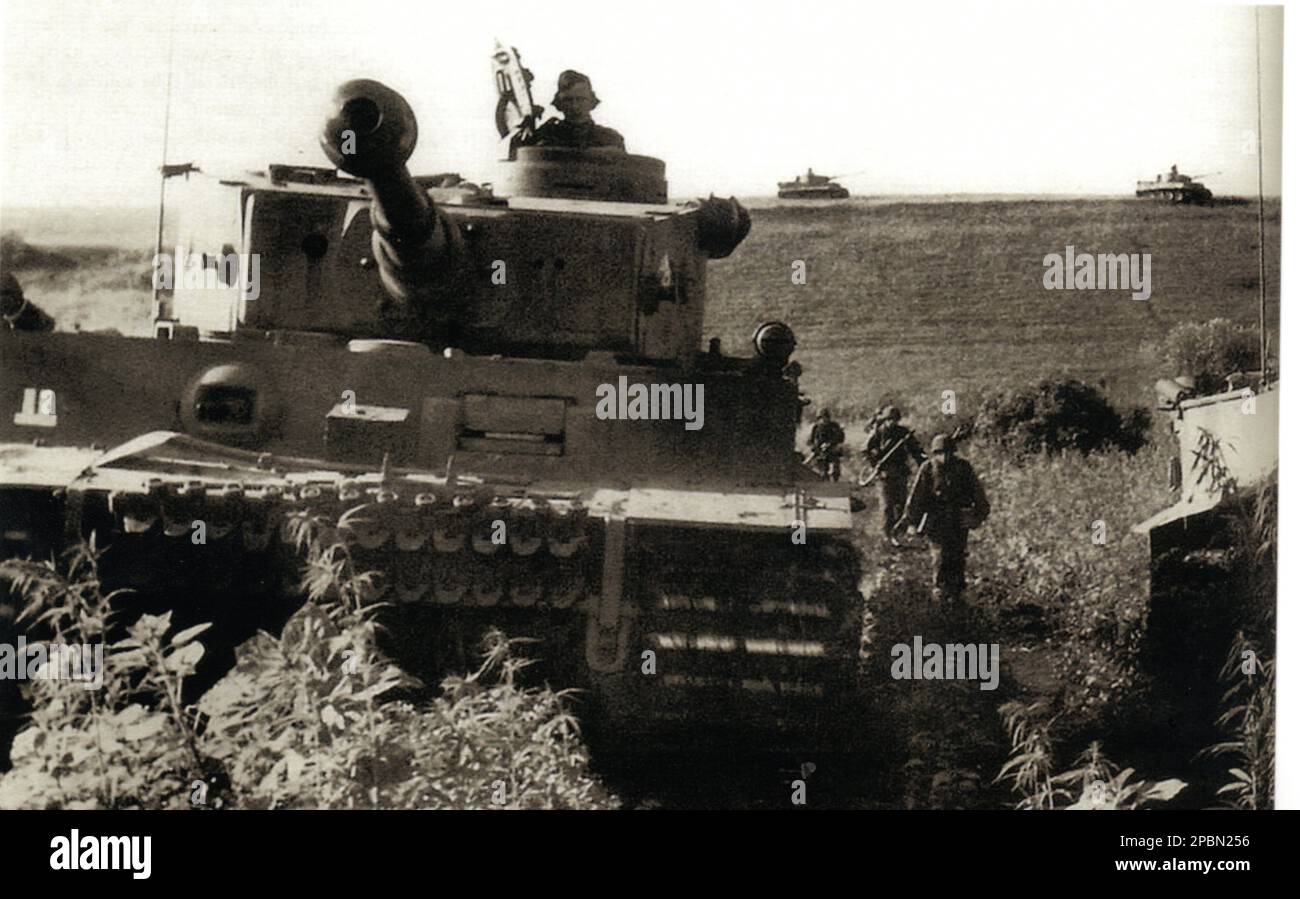 World war Two B&W Photo German Tiger 1 Panzer and Grenadiers Advances ...