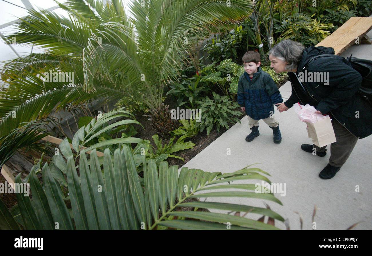 Allison Barrett, right and her grandson Wilson Jensen, 5, look at the ...
