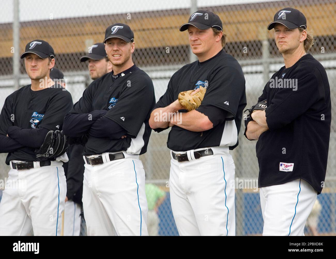 Toronto Blue Jays pitchers, from left to right, Josh Towers, Roy ...