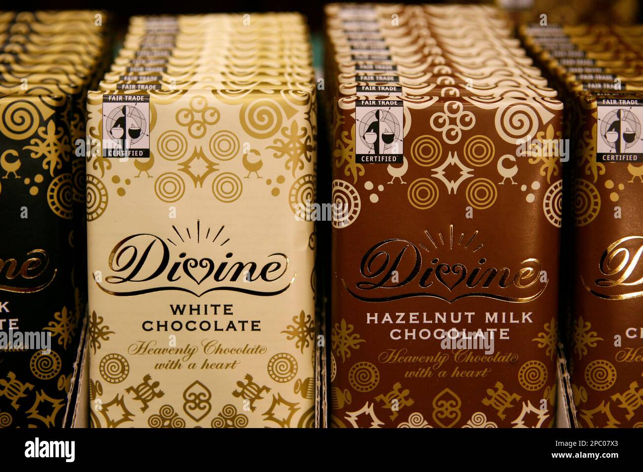 Divine Chocolate bars, produced from cocoa farmed by the Kuapa Kokoo ...