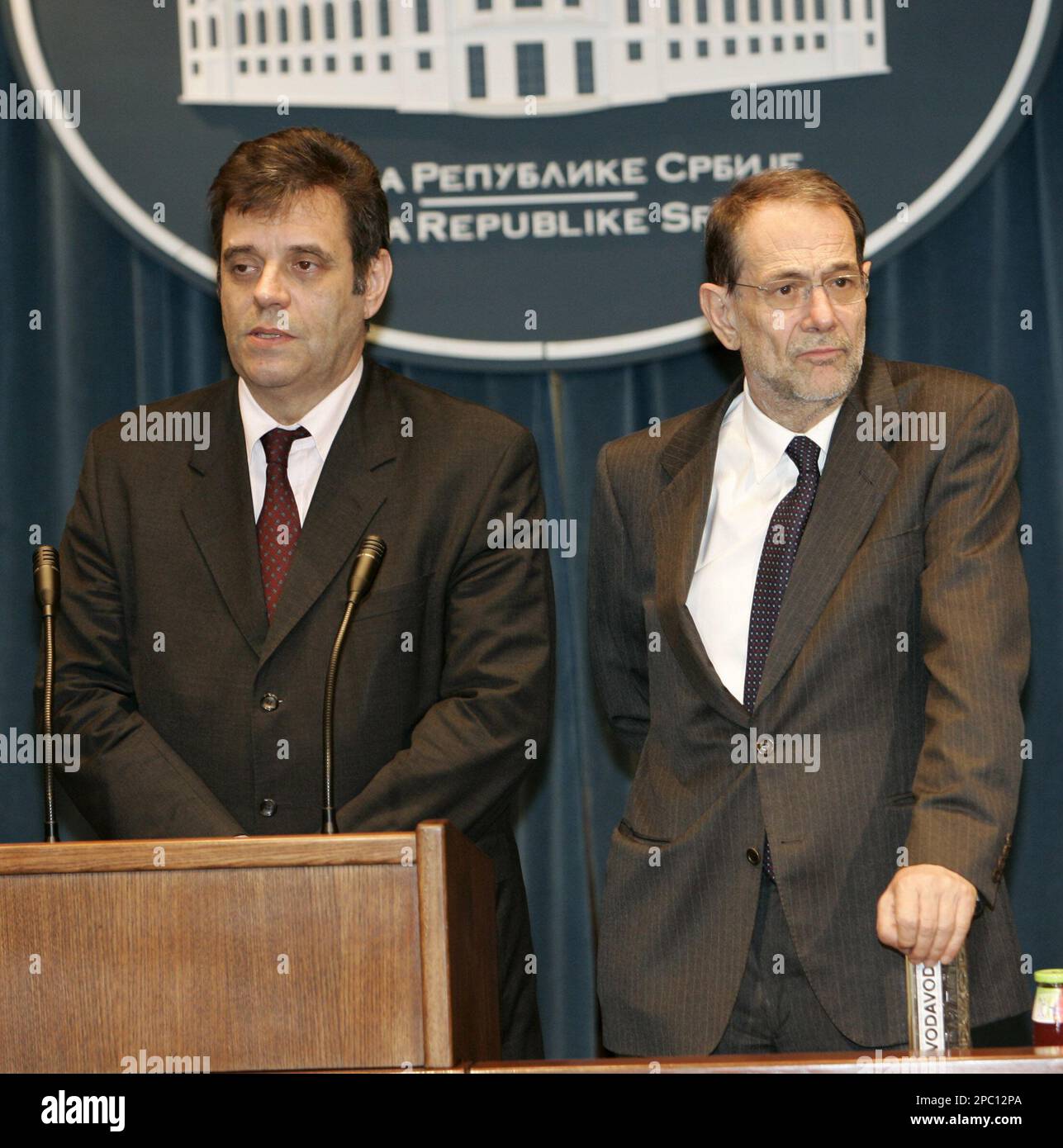 Serbia's Prime Minister Vojislav Kostunica speaks during a joint news ...