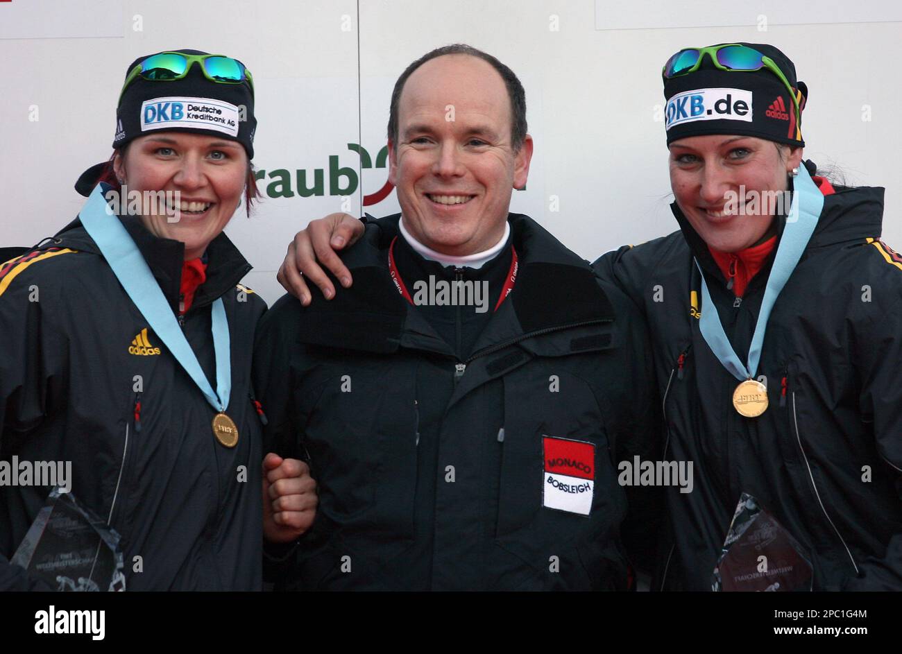 Germany's bob pilot Sandra Kiriasis, left, and brakewoman Romy Logsch ...