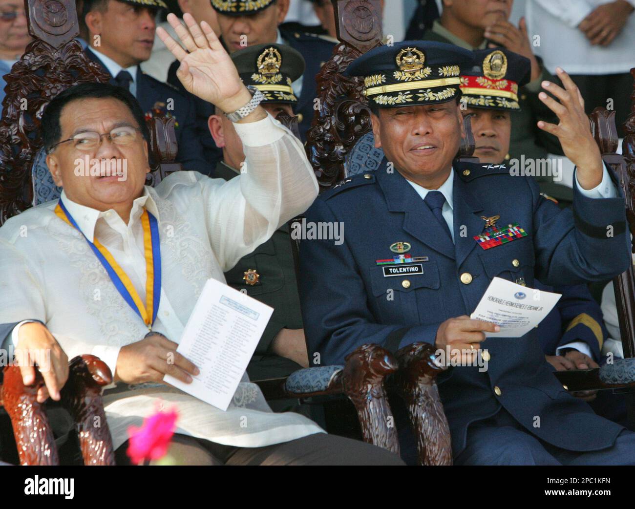 National Defense Secretary Hermogenes Ebdane left and Major Gen. Horacio Tolentino incoming ...