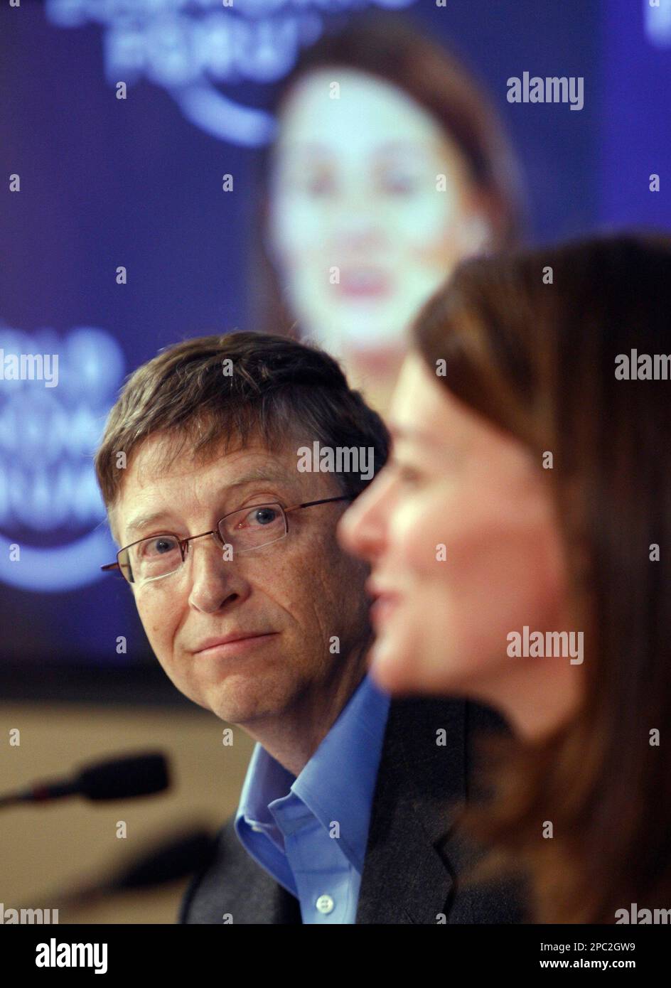 Bill Gates, Chairman of Microsoft, left, and Melinda French Gates ...