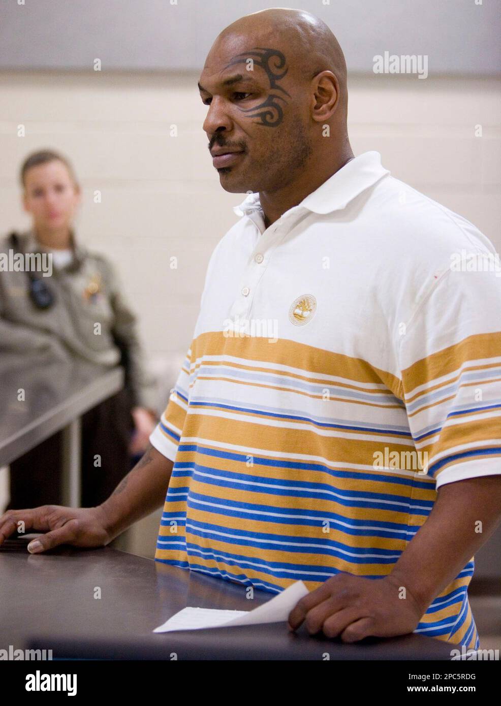 Boxer Mike Tyson is shown at his initial appearance hearing in the ...