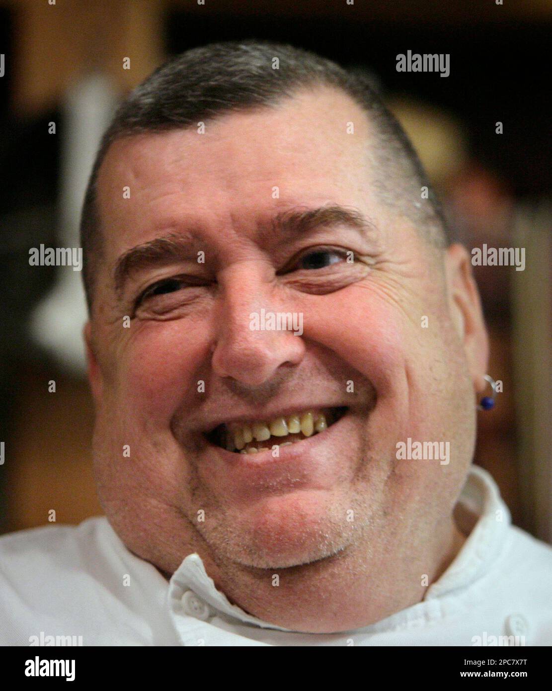 Chef Fritz Blank is seen during an interview with The Associated Press ...