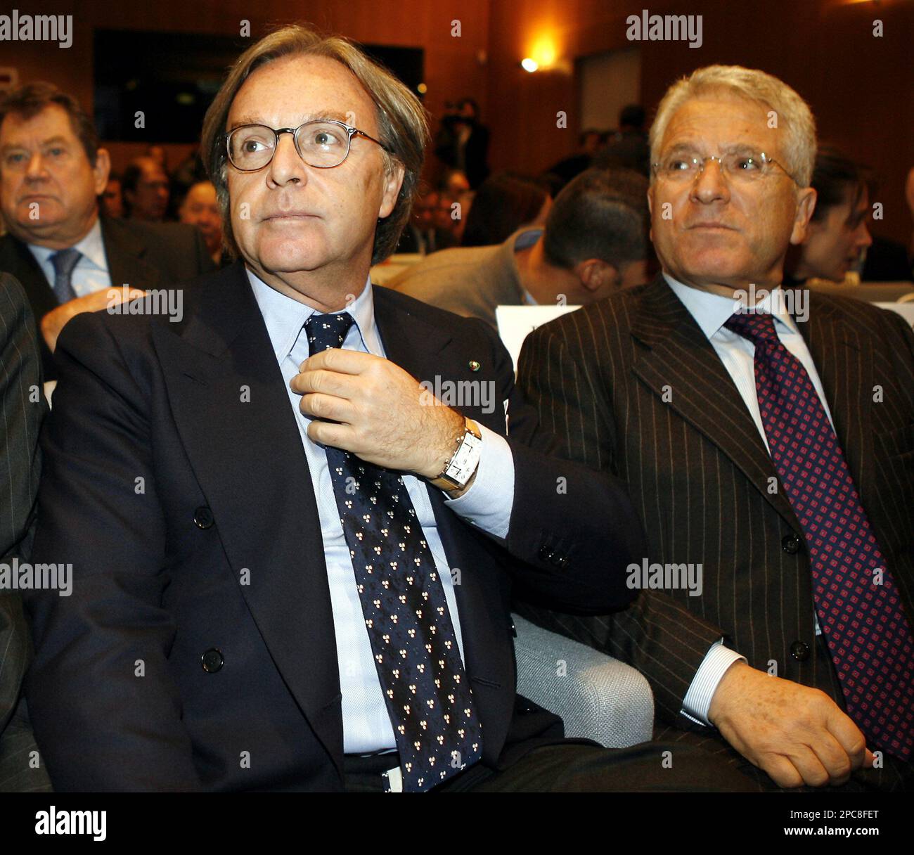 Diego Della Valle, left, with Italian soccer league's president Antonio ...