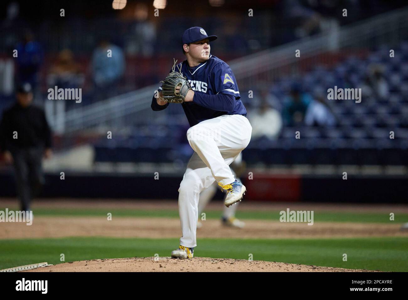 Queens Royals starting pitcher Daniel Bagwell (50) in action against ...
