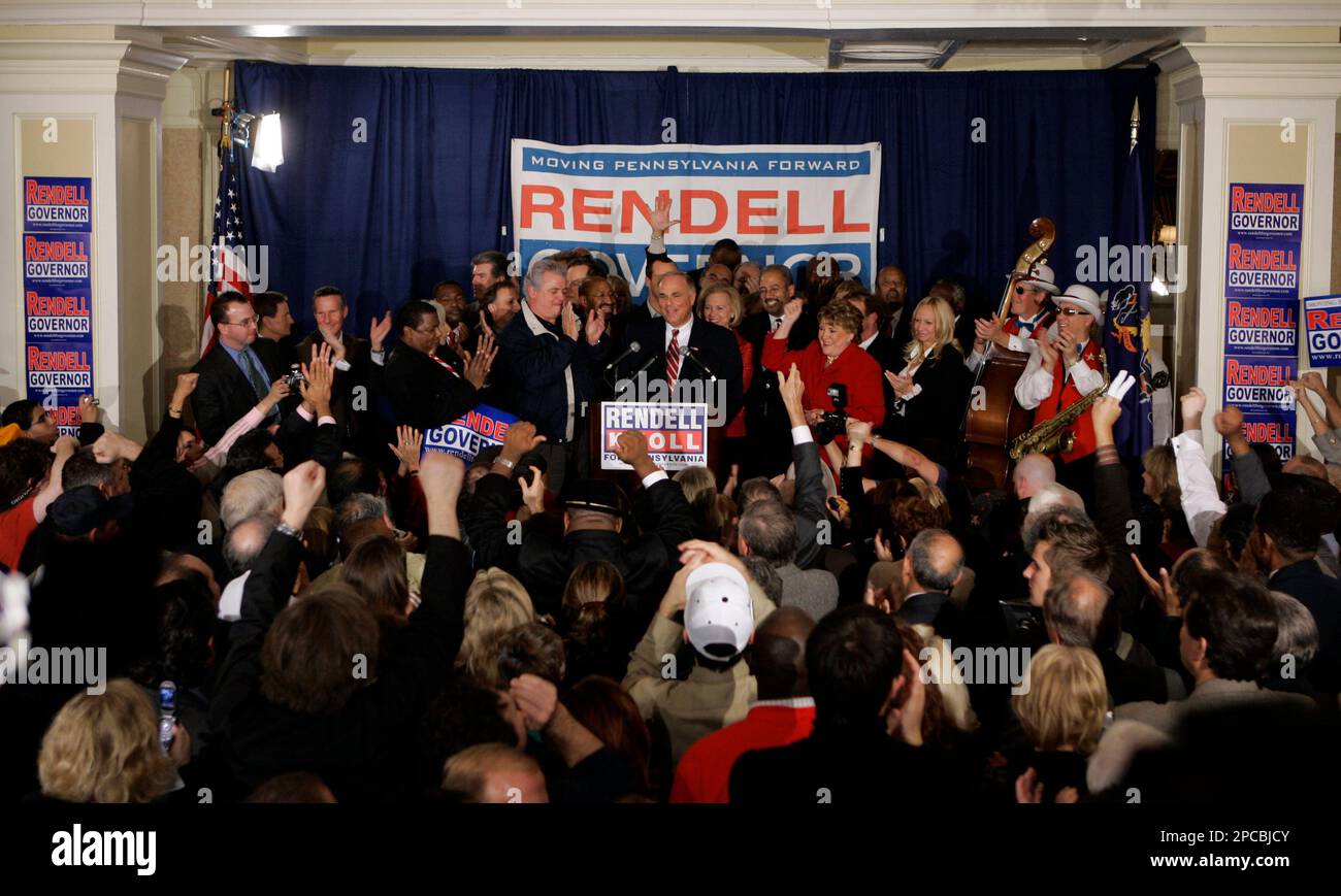 Pennsylvania Gov. Ed Rendell makes his victory speech to supporters on ...
