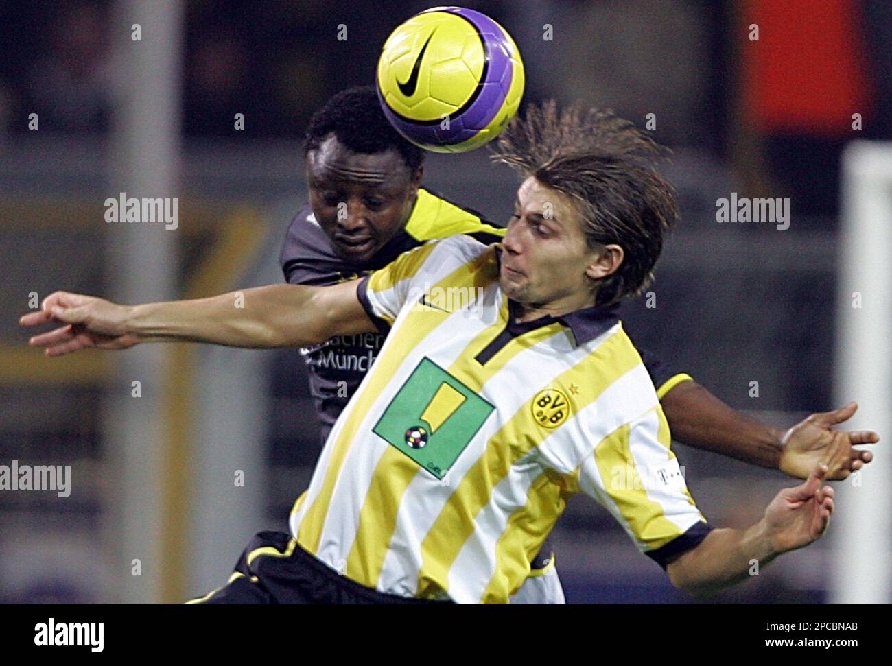 Dortmund's Nelson Valdez, from Paraguay, right, struggles with Aachen's ...