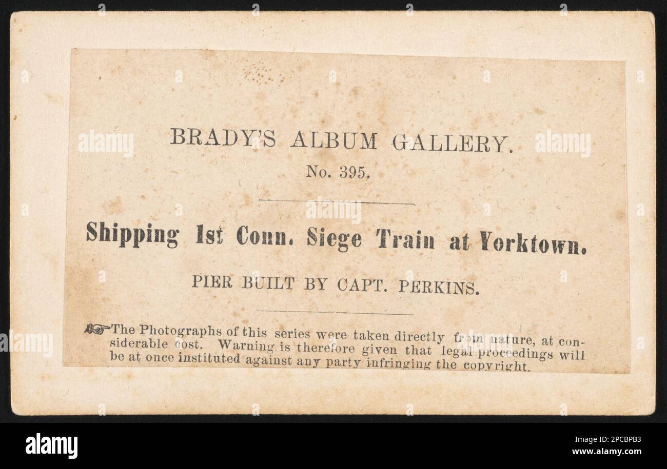 Transport 1.-Steckverbinder Belagerungszug in Yorktown. Pier erbaut von ...