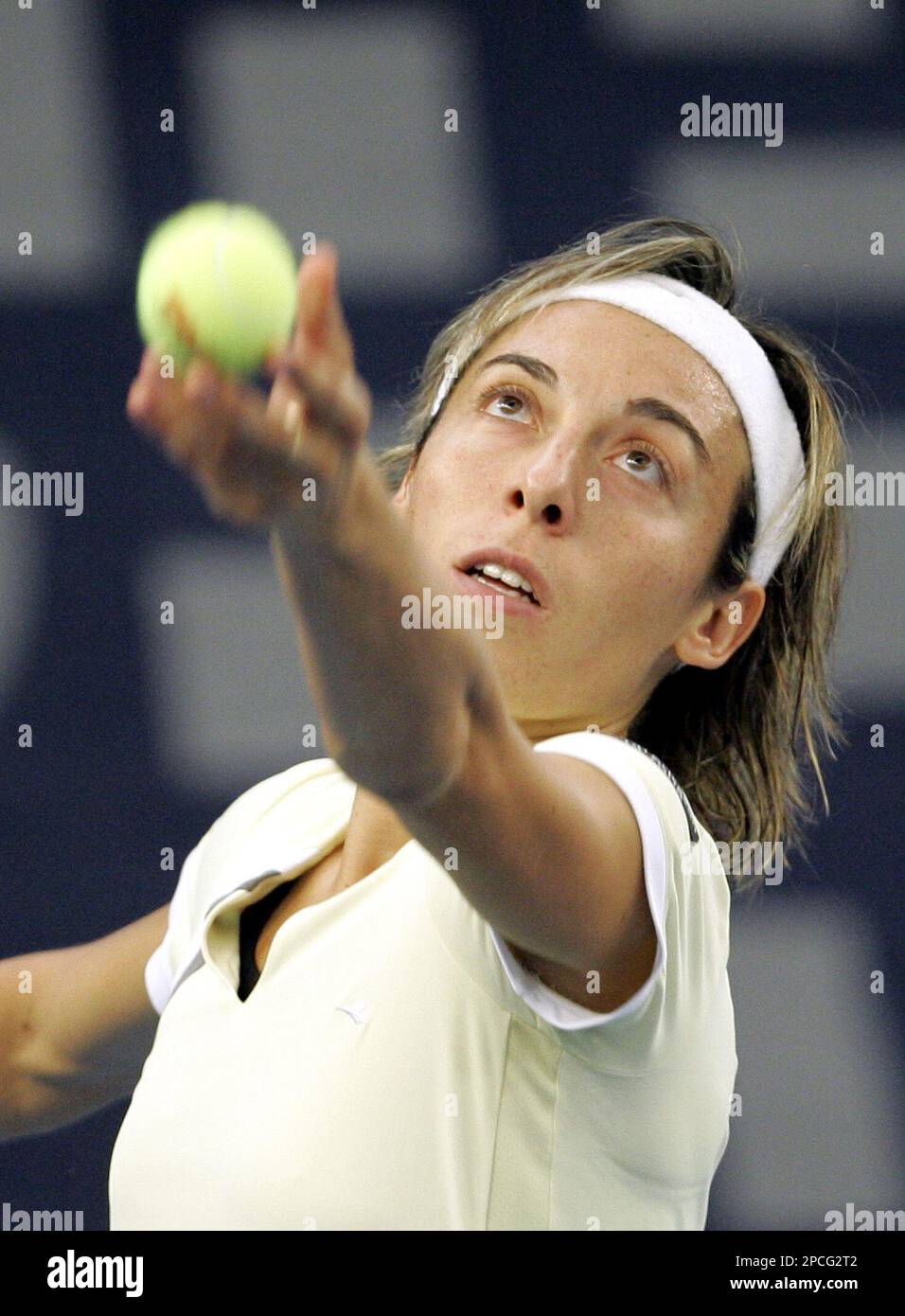 Italy's Francesca Schiavone serves the ball towards Ukraine's Alona ...