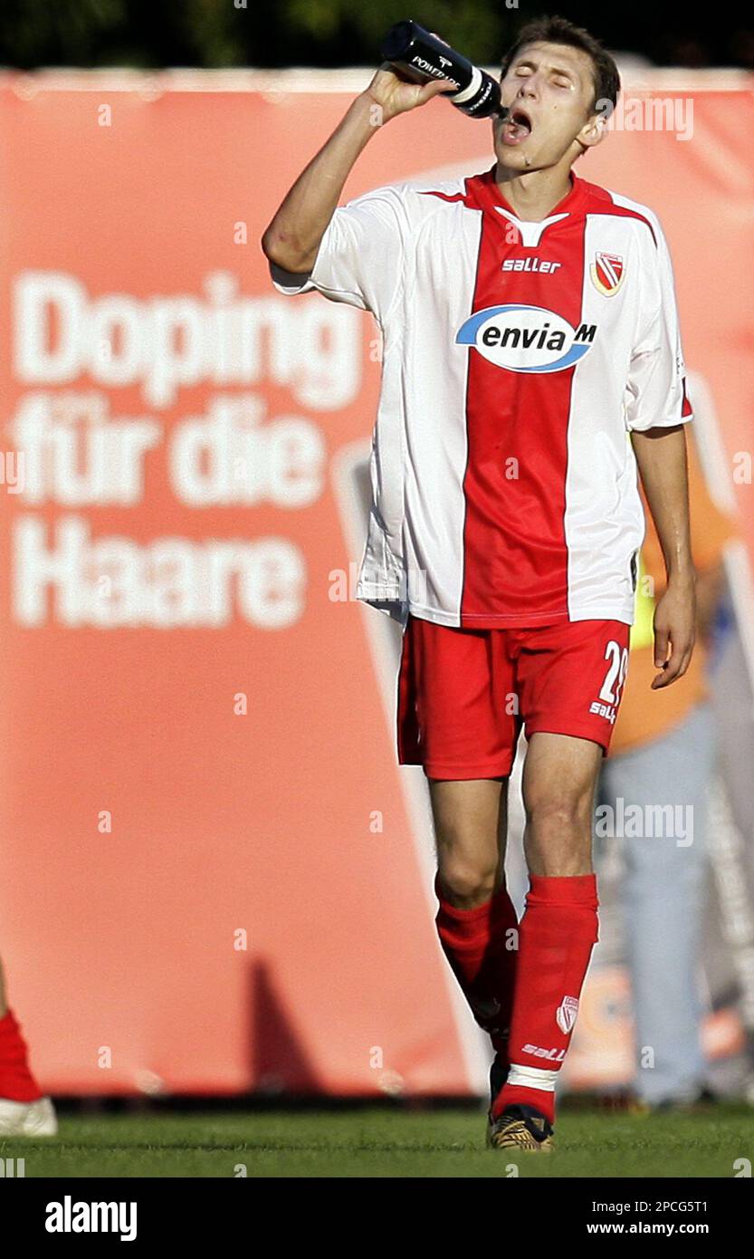 Player Sergiu Marian Radu from Romania of Cottbus leaves the pitch ...