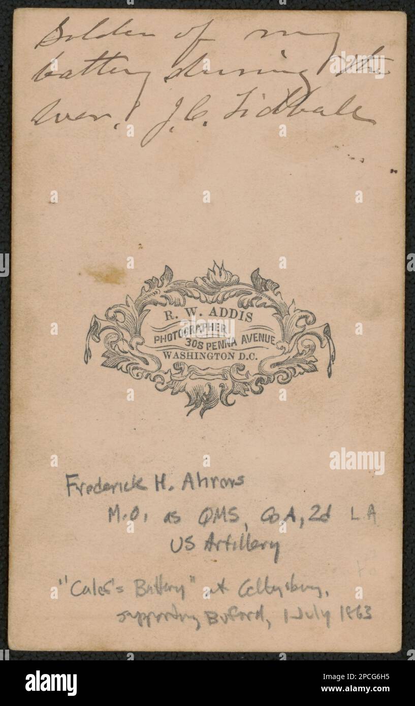 Quartiermeister Sergeant Frederick Ahrens von Battery A, 2. USA ...