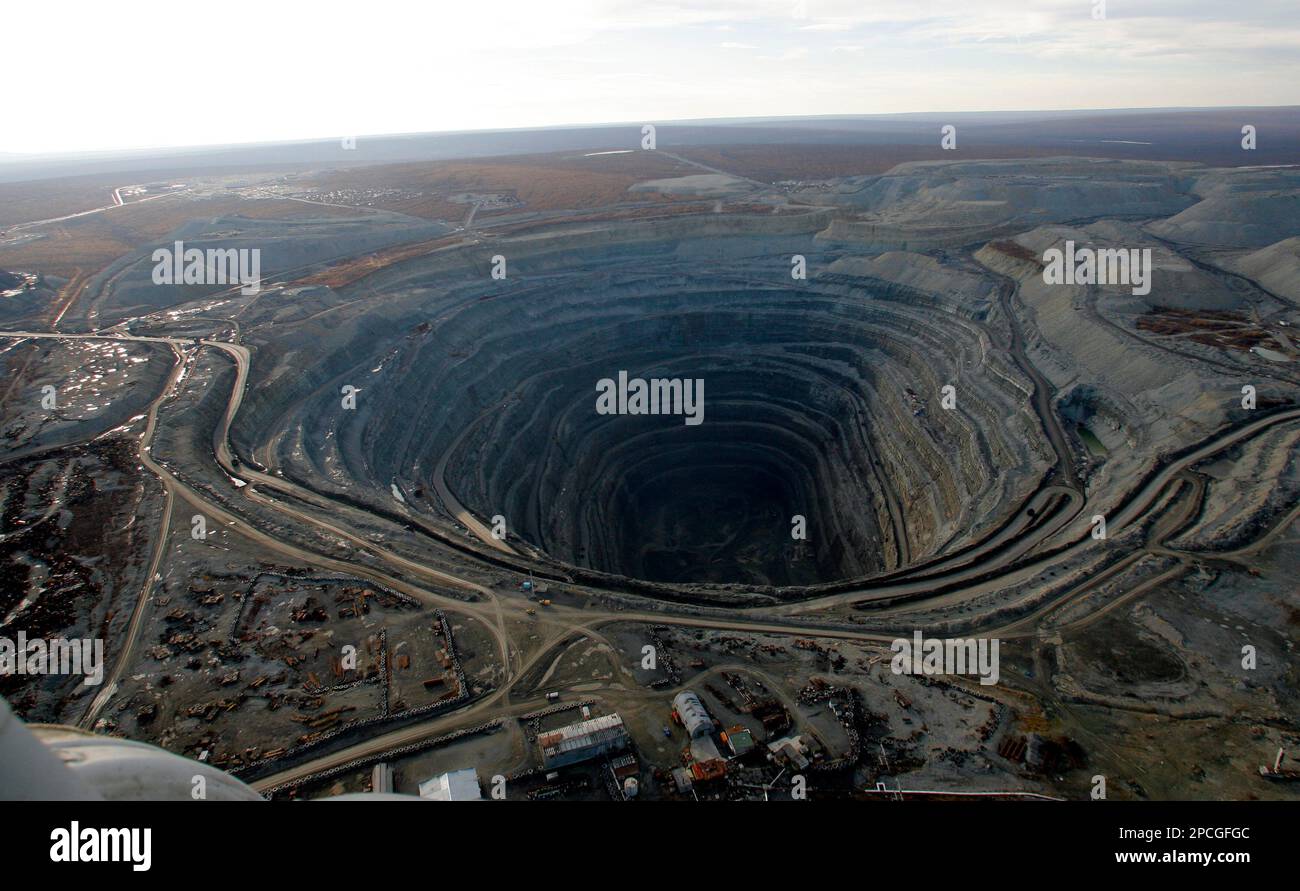 A general view of the Udachny pipe, the biggest open diamond pit in the ...