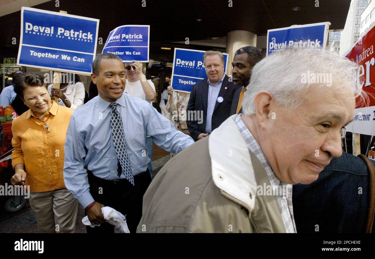 Democratic gubernatorial hopeful Deval Patrick, center letft, and his ...