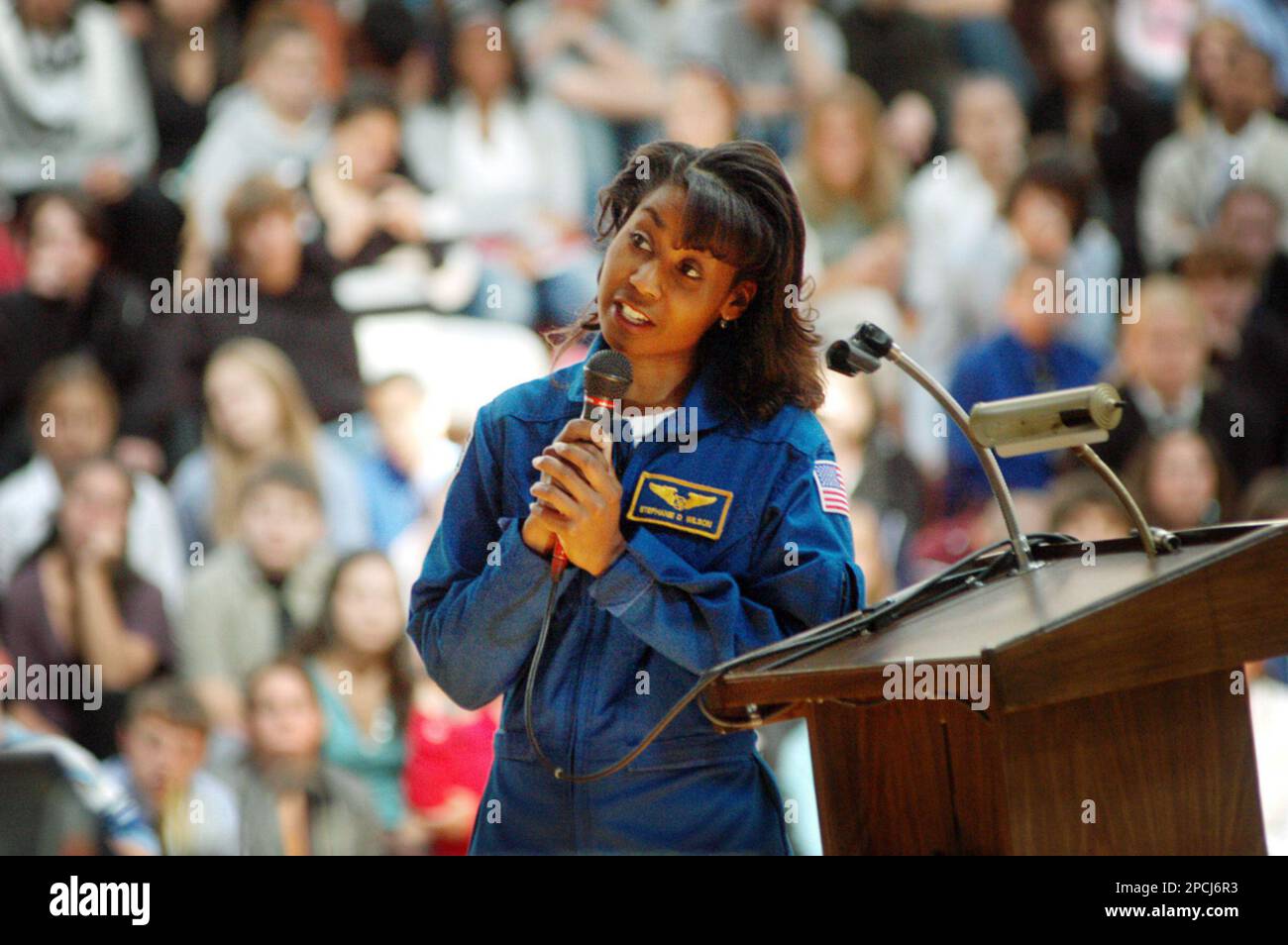 NASA astronaut Stephanie Wilson speaks to students at Taconic High ...