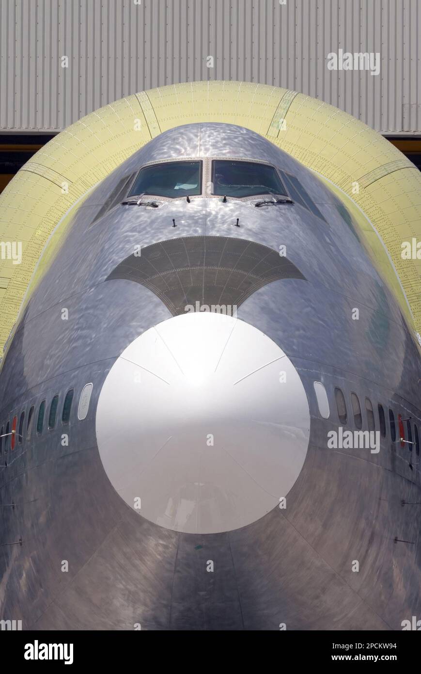 A newly completed Boeing 747-400 Large Cargo Freighter rolls of an Eva ...