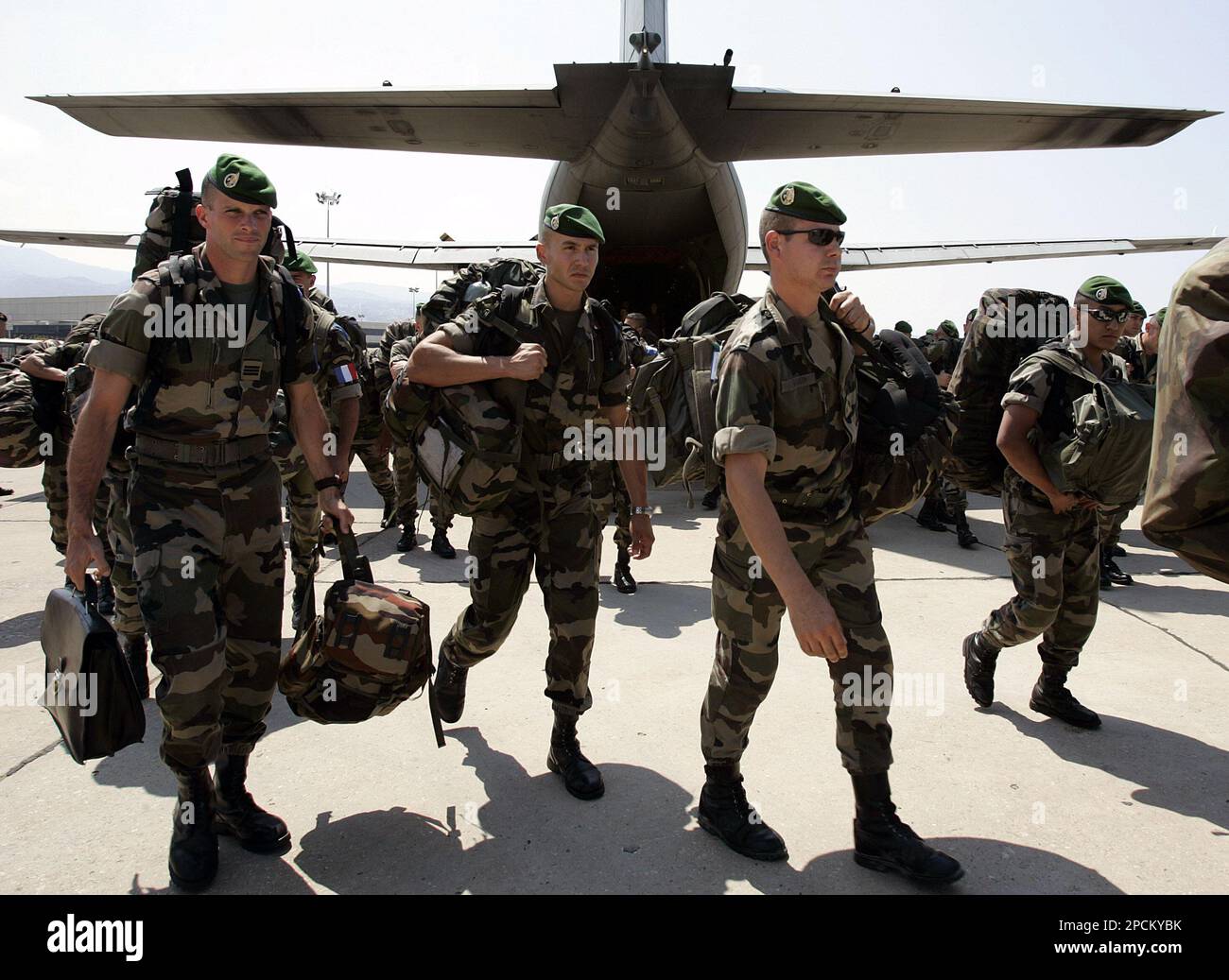 French soldiers from the Second Regiment of the Legion of Jenie, walk ...