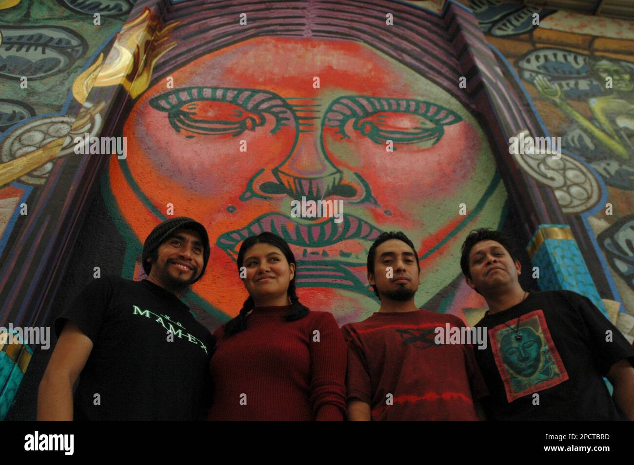 Members of the artists' collective Neza Arte Nel, from left to right ...