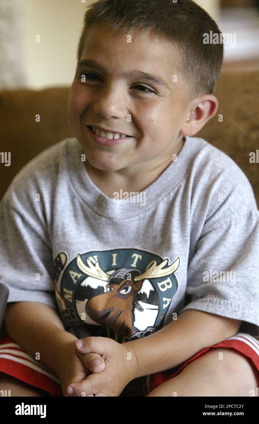 Linden Porco, 9, who plays the "body" in the movie Little Man smiles ...